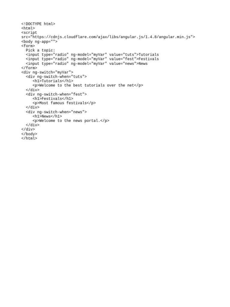 AngularJS Dynamic Content Switcher | PDF