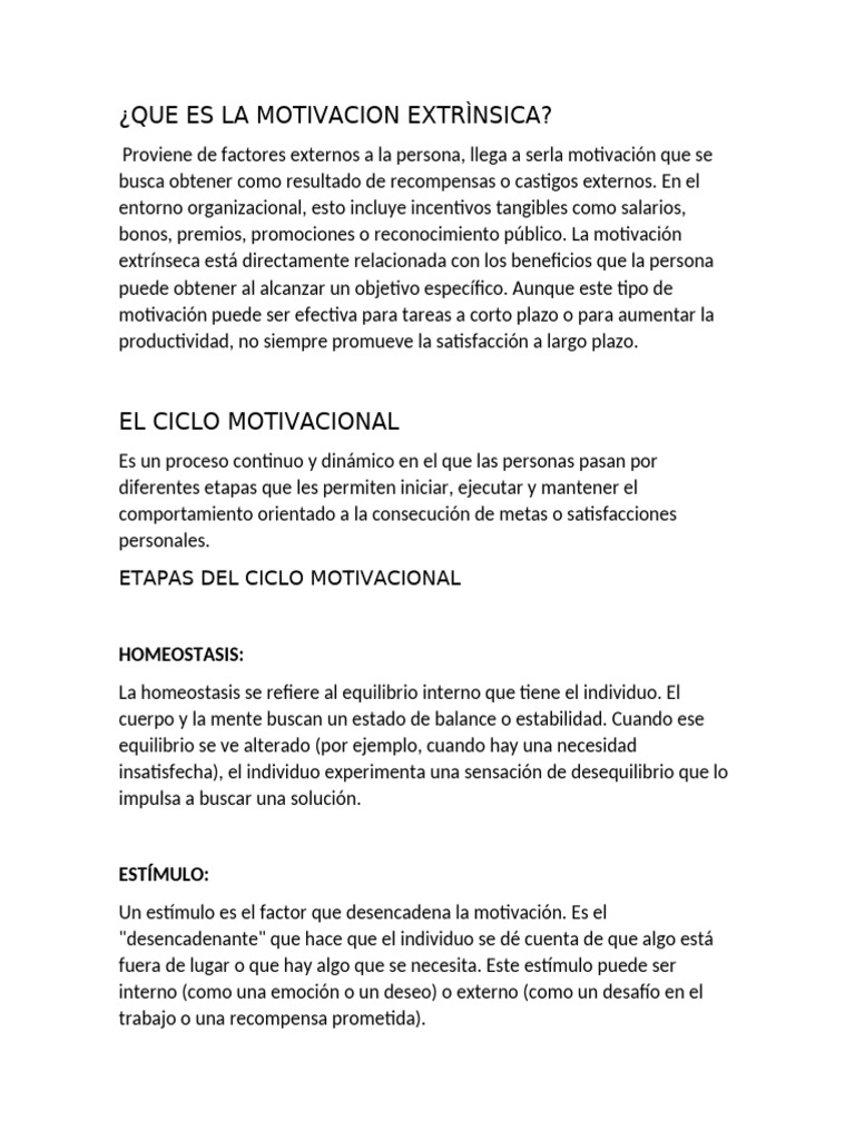 Que Es La Motivacion Extrìnsica | PDF | Motivación | Motivacional