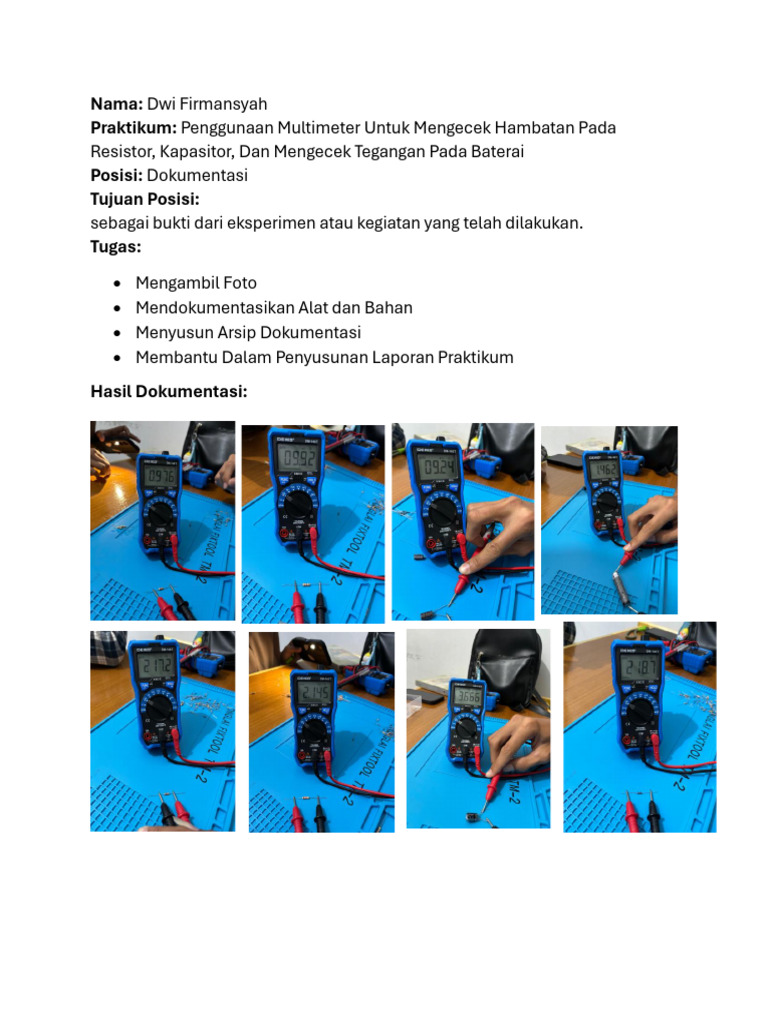 Jobdesk Prak. Multimeter | PDF