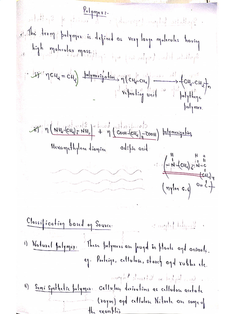 Notes - Polymers | PDF