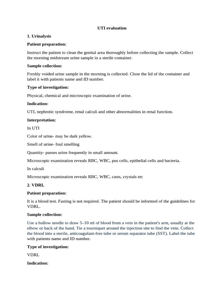 UTI Evaluation | PDF