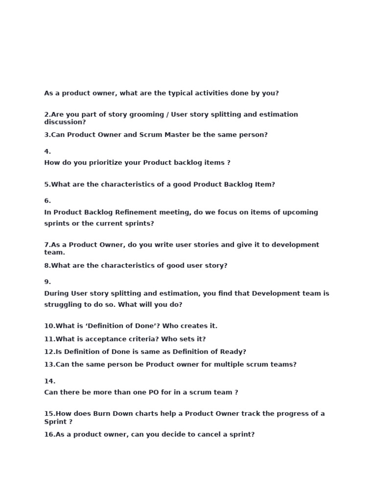 PO Interview Set1 | PDF | Scrum (Software Development) | Software Industry