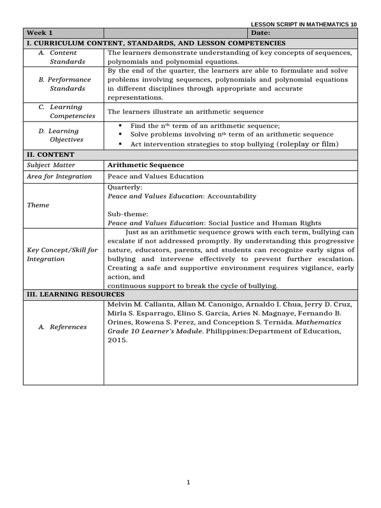 CUF-Quarter-1-Week-2-With-lesson-script | PDF | Bullying | Social ...