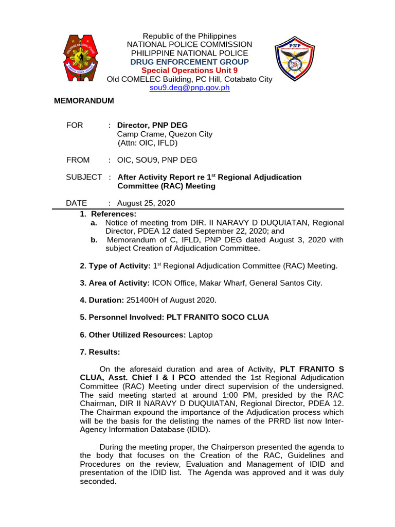 1st Regional Adjudication Commettee RAC 12 | PDF | Justice | Crime ...