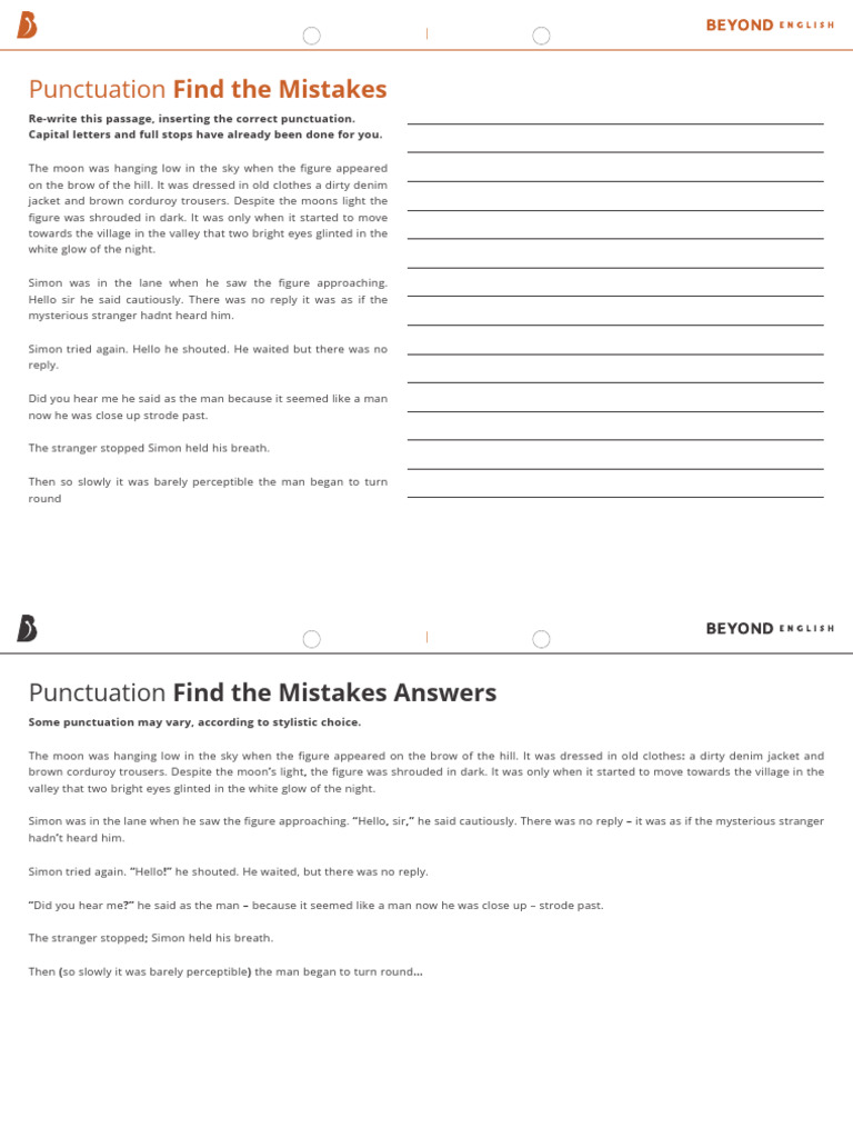Punctuation Correction Exercise | PDF