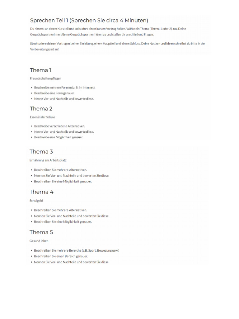 Sprechen Themen | PDF