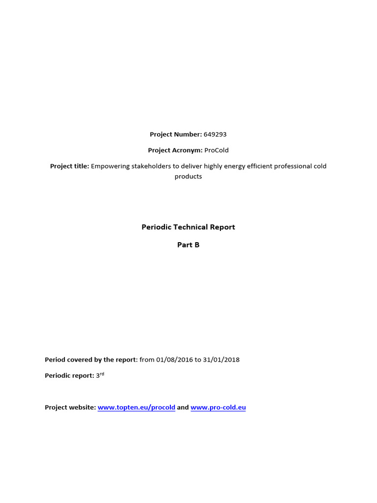 ProCold Final Technical Report | PDF | Refrigerator | Efficient Energy Use