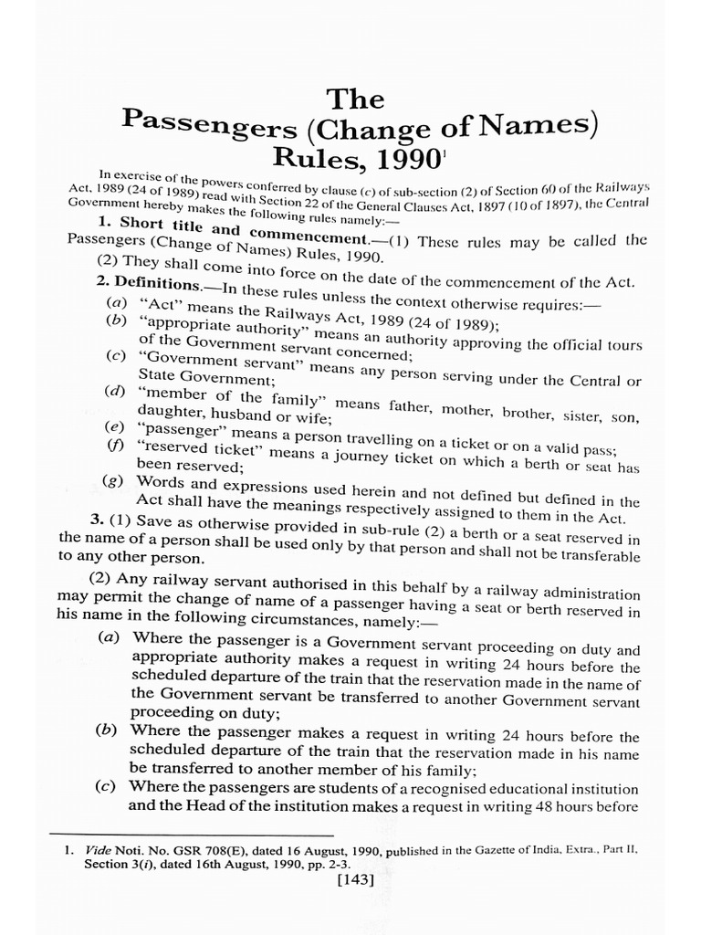 00) Passengers (Change of Names) Rules, 1990. | PDF
