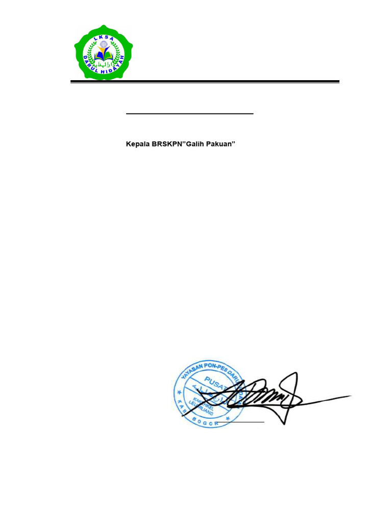 Surat Permohonan DARUL HIDAYAH | PDF