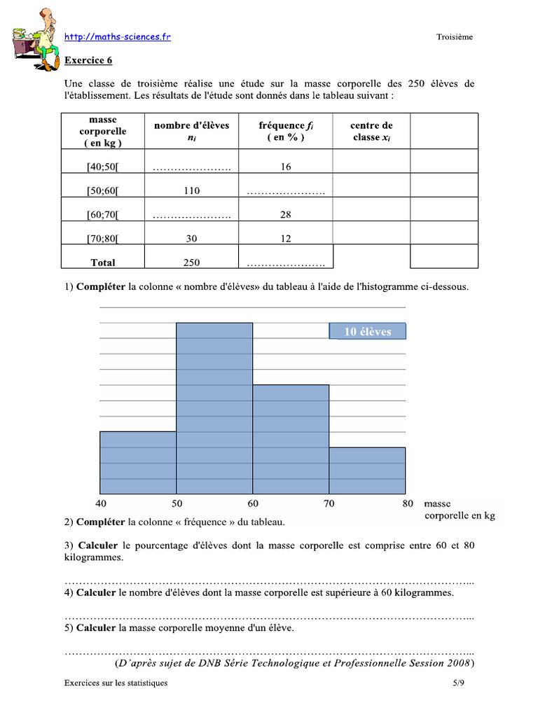Devoir 3eme Stat 3 | PDF