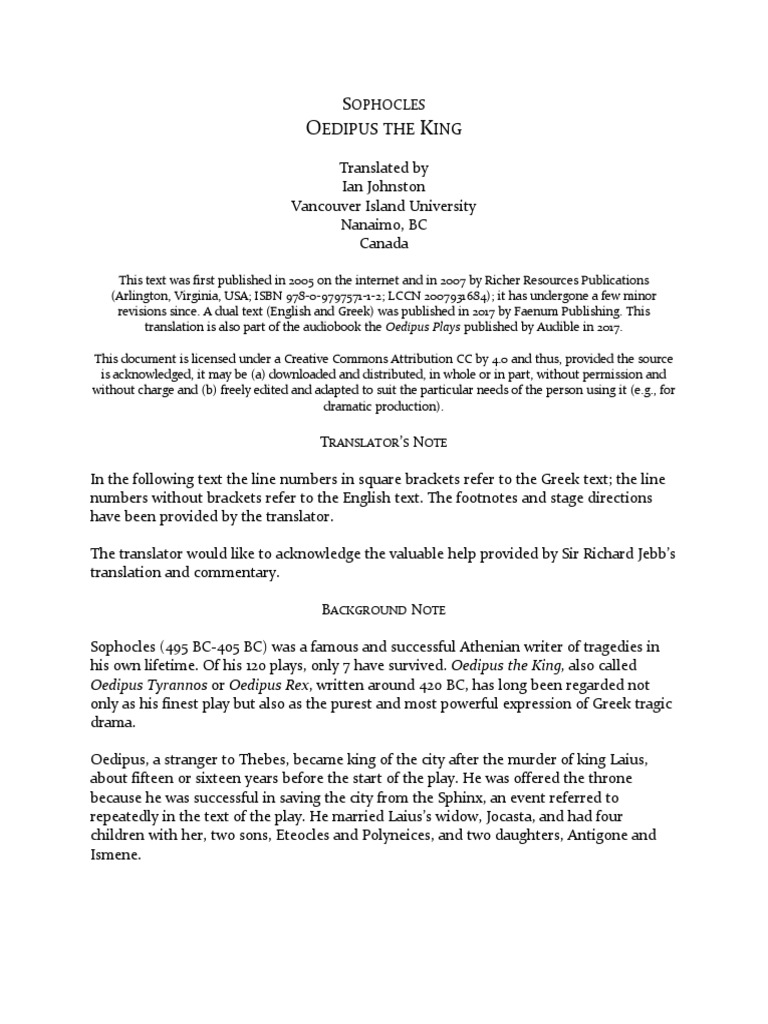 Oedipusthekingpdf 2 | PDF | Oedipus | Boeotian Mythology