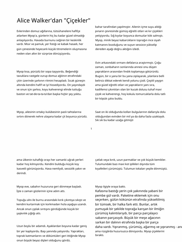 The Flowers Alice Walker 3 2 | PDF