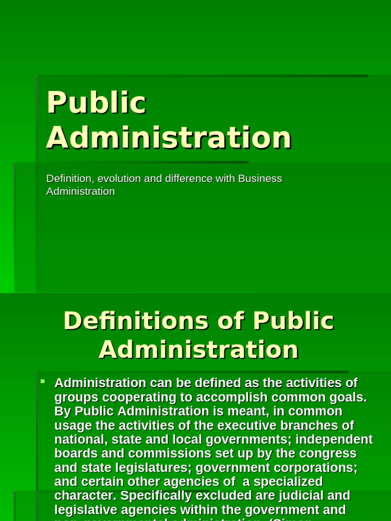Public Administration Definition Evolution and Difference With Business ...