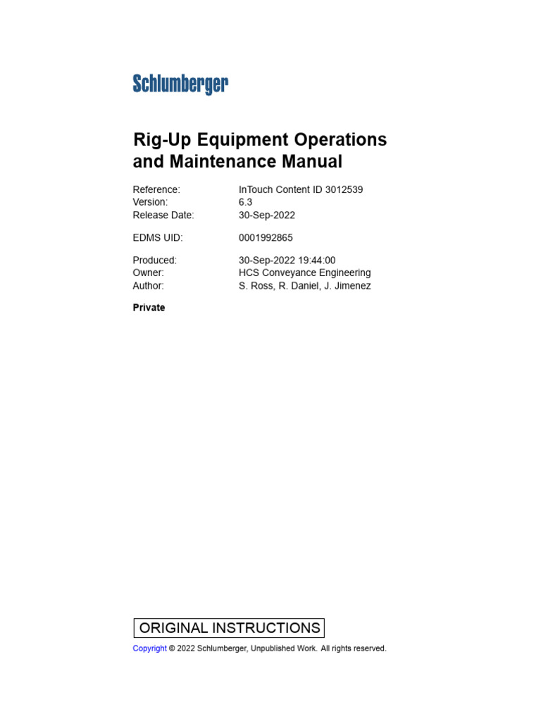 Rig Up Equipment Operations and Maintenance Manual 6 3 OnlinePDF ...