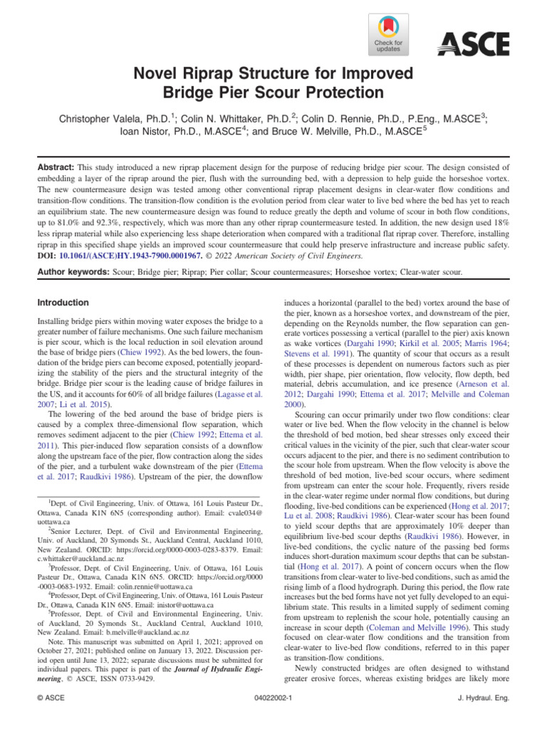 Valela Et Al 2022 Novel Riprap Structure For Improved Bridge Pier Scour ...