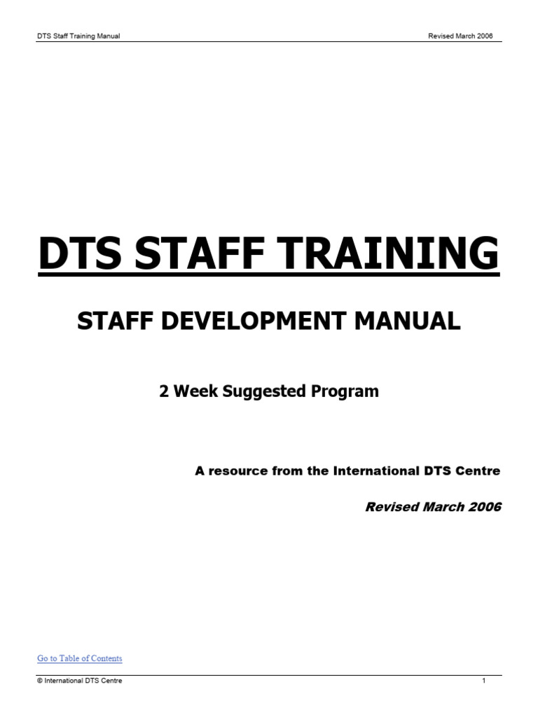 DTS Staff Training Manual | PDF | Leadership | Curriculum