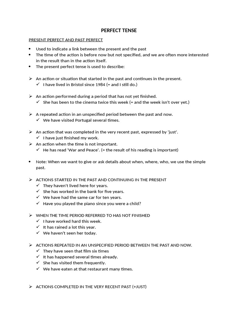 Perfect Tense | PDF | Grammatical Tense | Language Mechanics