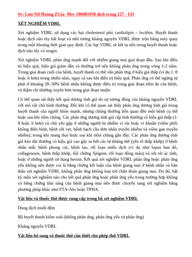 VDRL Test Dich | PDF
