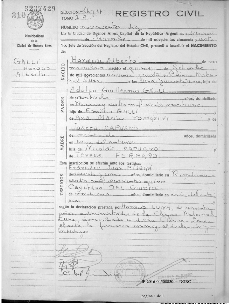 Partida Nac Horacio | PDF