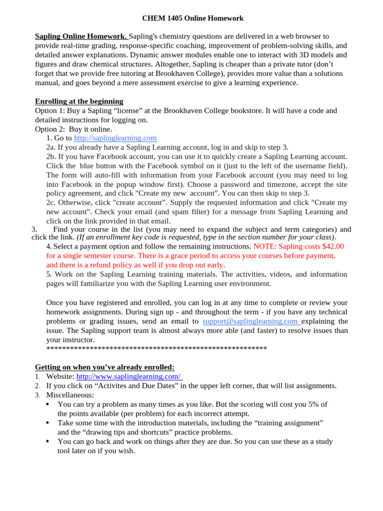 Sapling Online Homework | PDF | Facebook | Computing