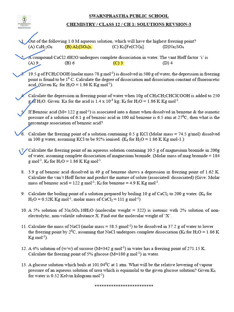 Chem Rev - 31 Dec - Solutions | PDF | Water | Dissociation (Chemistry)