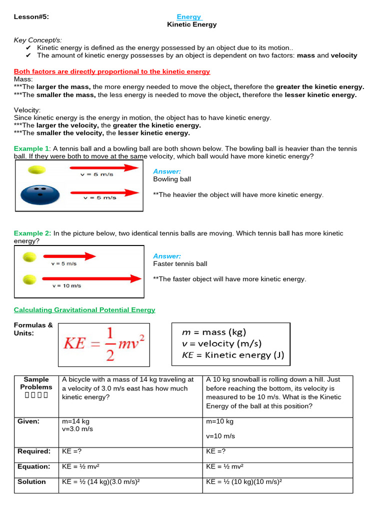 Kinetic-Energy | PDF | Kinetic Energy | Mass