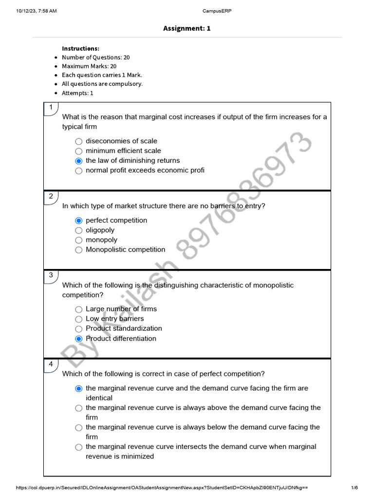 Managerial Economic Assignments Answers by Kailash_watermark | PDF | Supply And Demand | Monopoly
