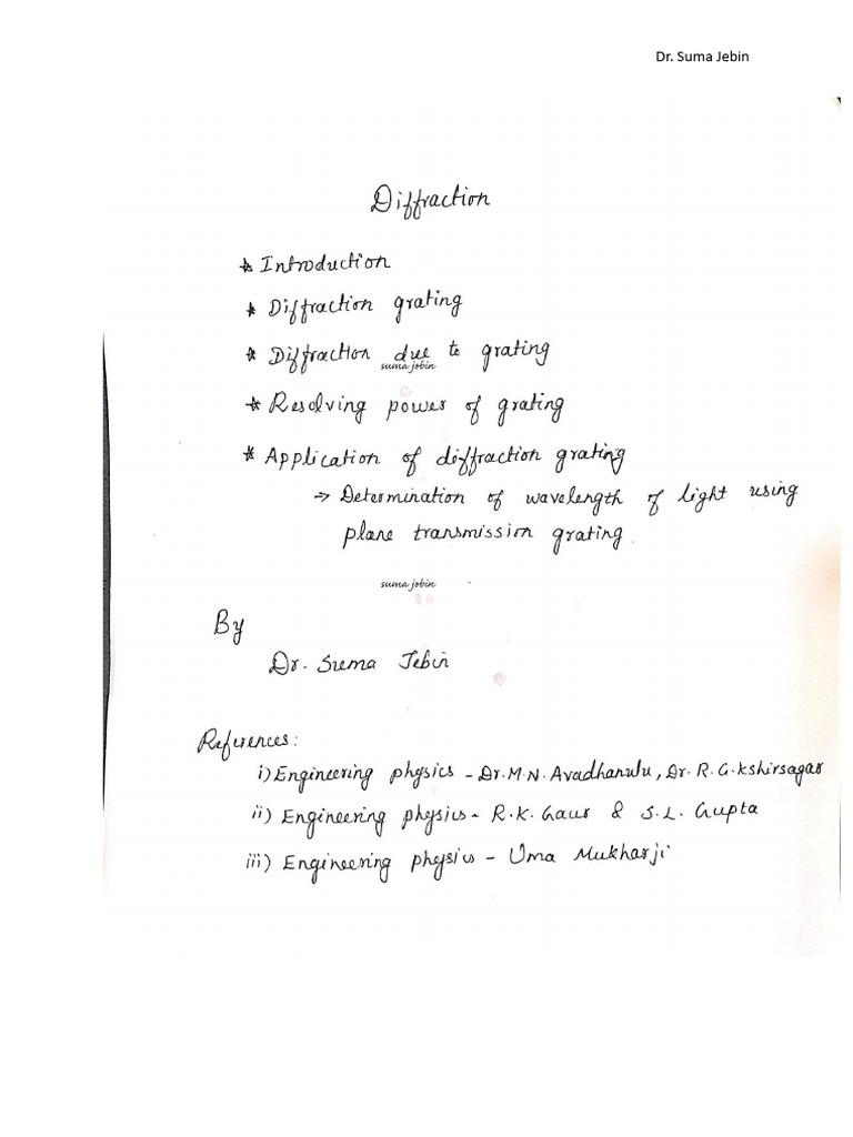 Module 1 Diffraction Notes sh24 | PDF