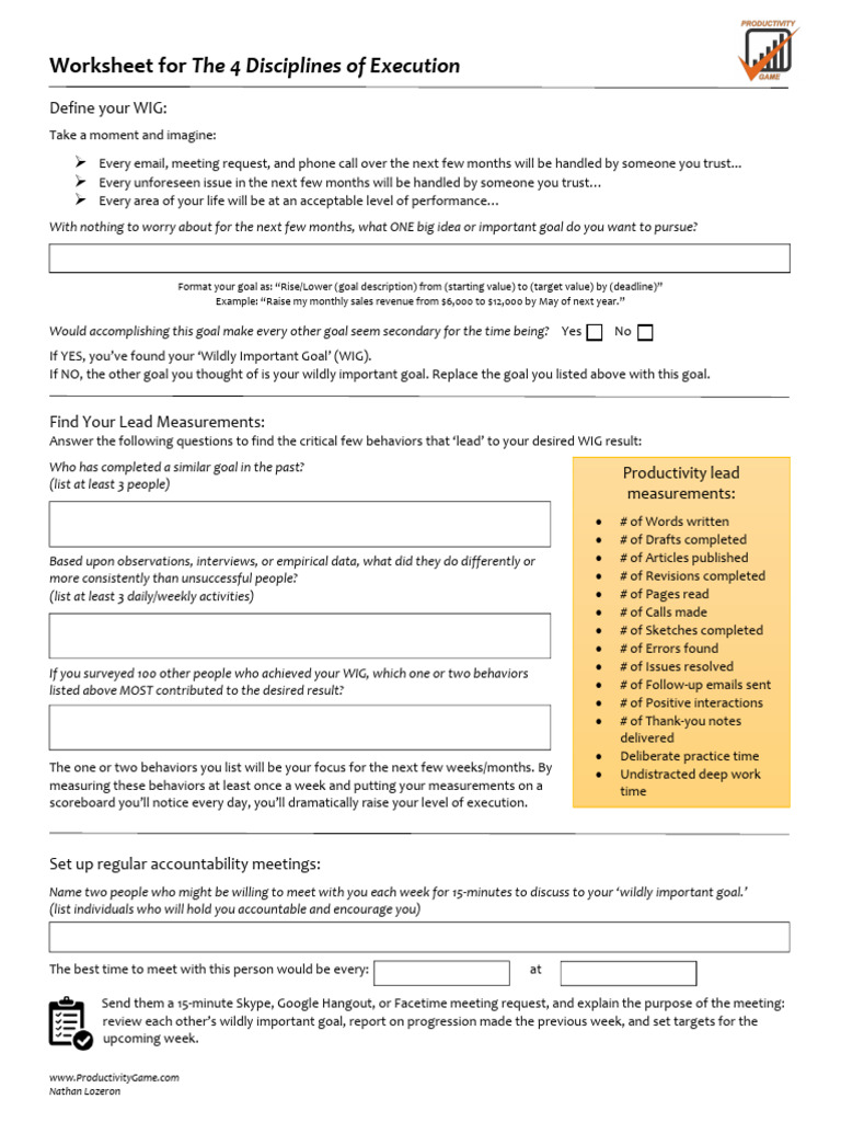 4DX-Worksheet | PDF | Goal | Cognition