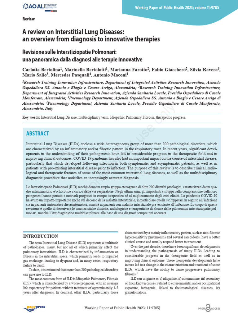 Overview of Interstitial Lung Diseases | PDF | Epidemiology | Medical ...