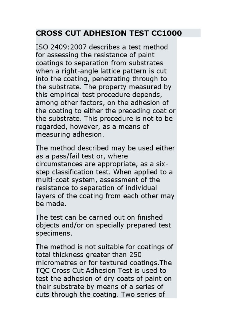 Cross Cut Adhesion Test Cc1000 | PDF | Paint | Coating