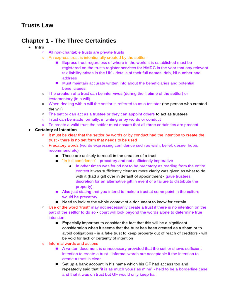 Trusts Law | PDF | Charitable Organization | English Trust Law