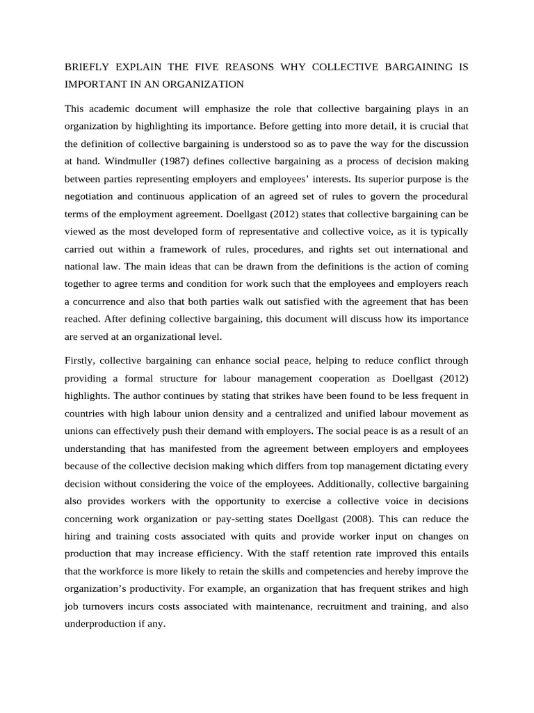Why Collective Bargaining Is Important in An Organization | PDF | Employment | Collective Bargaining