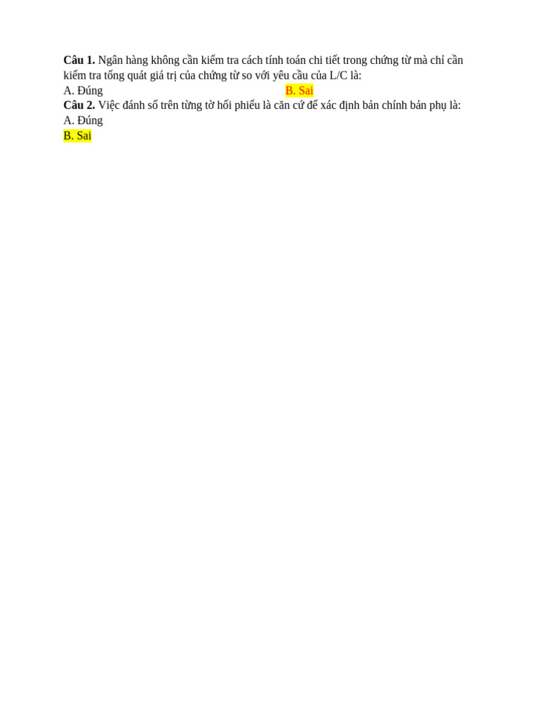 Câu hỏi trắc nghiệm DH23 | PDF