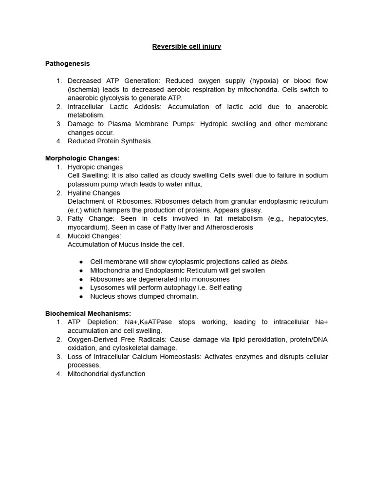 Reversible Cell Injury | PDF