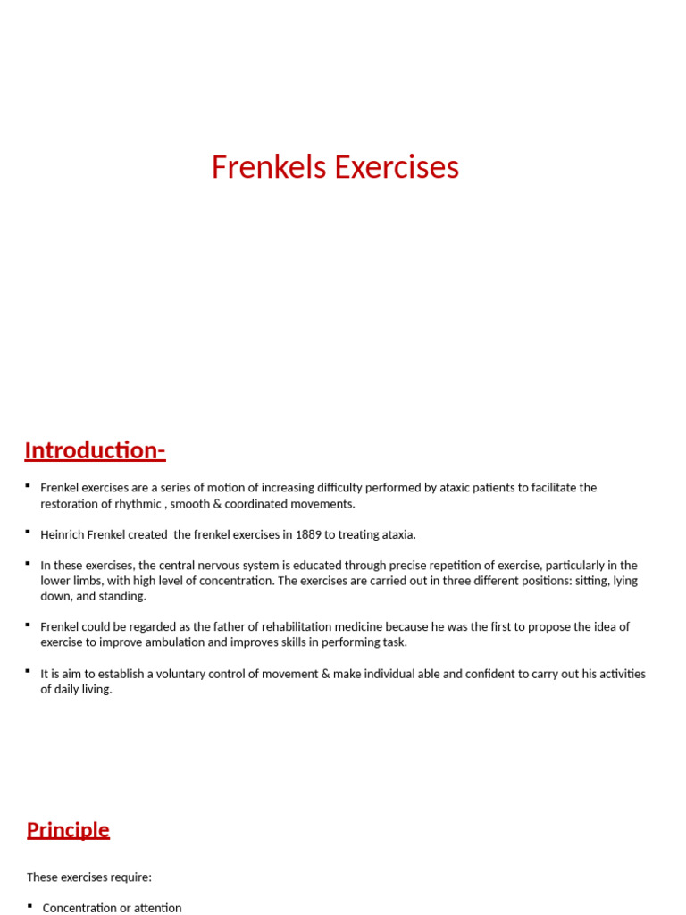 Frenkels Exercise | PDF | Anatomical Terms Of Motion | Walking