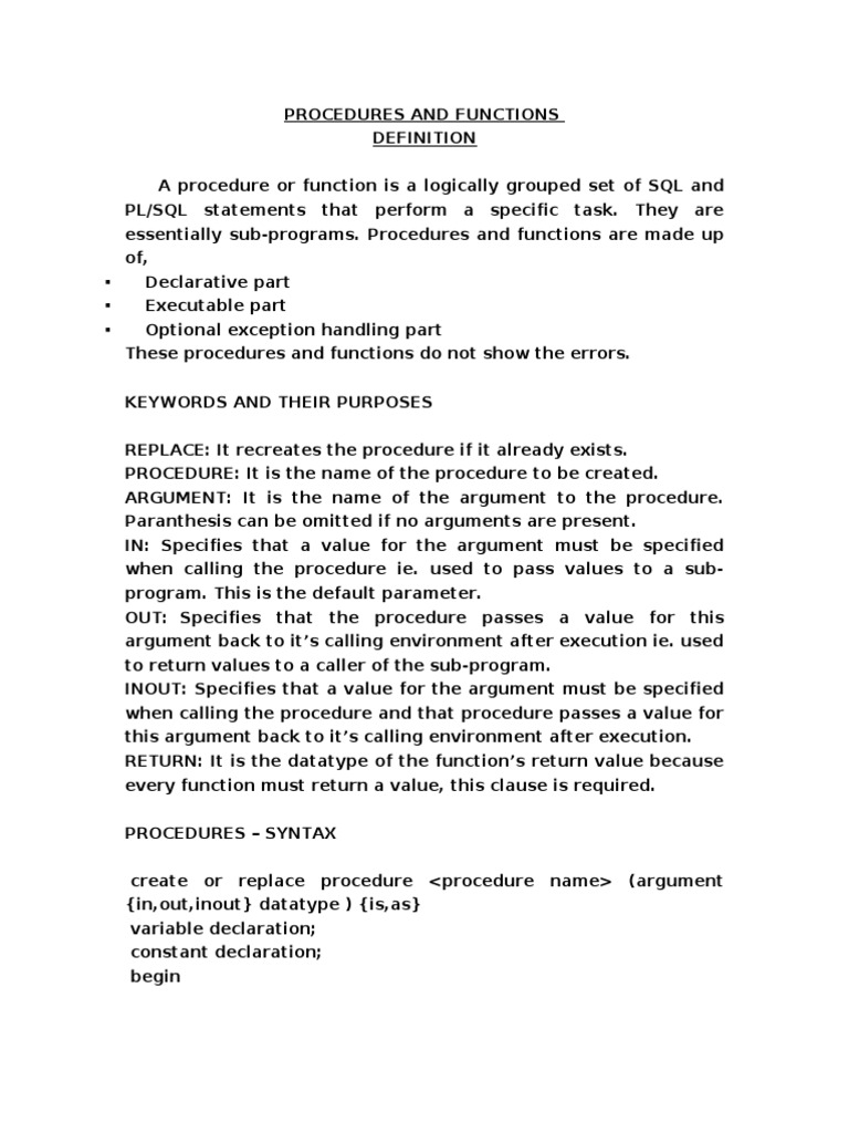 Procedures and Functions | PDF | Parameter (Computer Programming ... Procedures and Functions | PDF | Parameter (Computer Programming ...