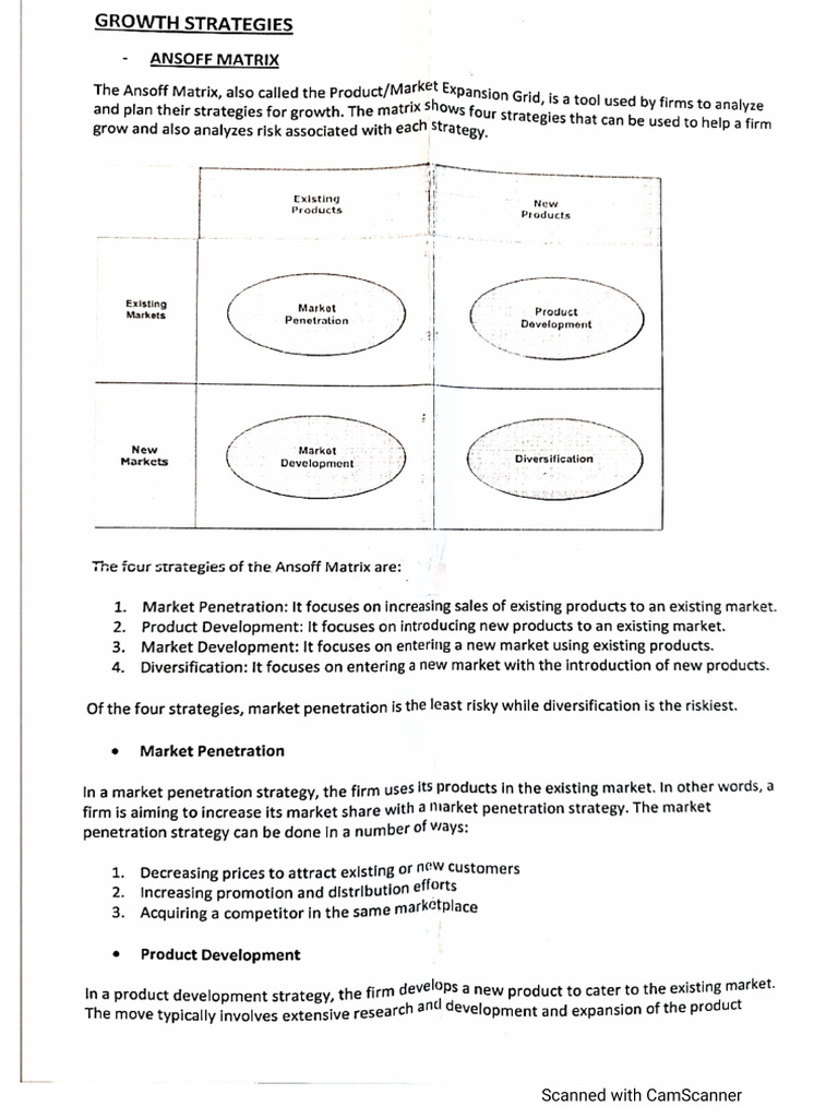 Ansoff Matrix - PDF - STM Unit - 2 | PDF