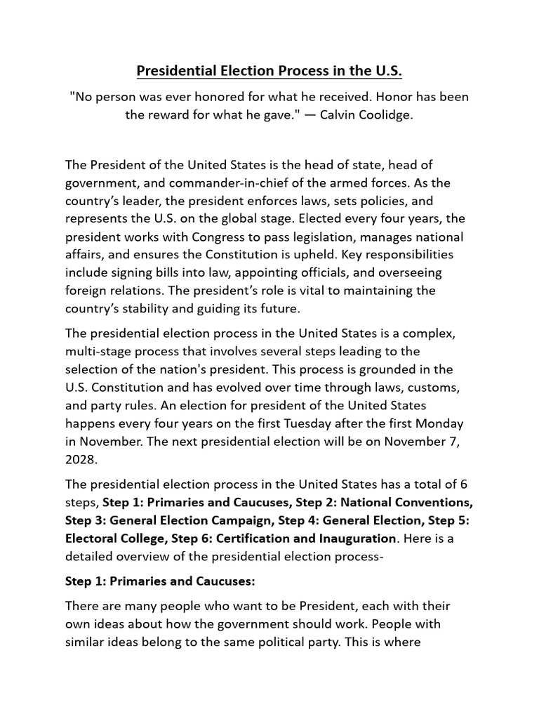 Presidential Election Process in The U.S. | PDF | United States ...