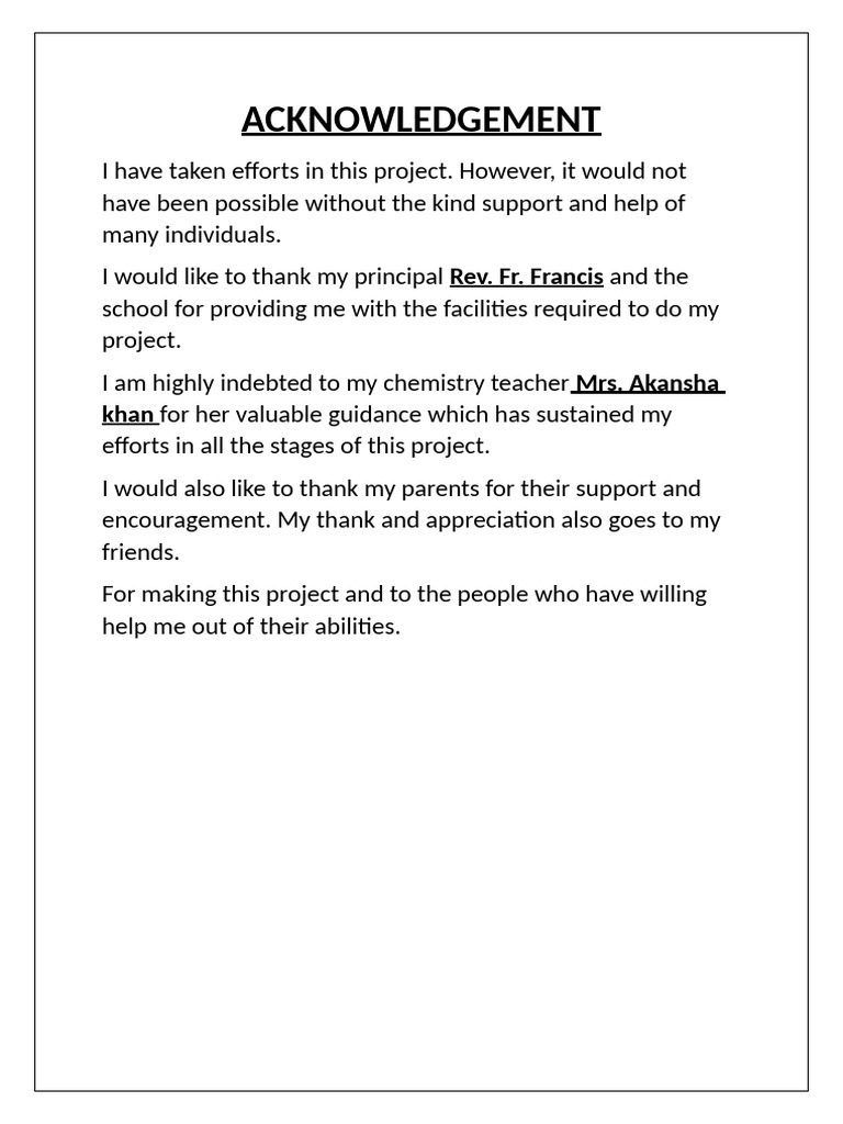 Aknolegment Chem | PDF