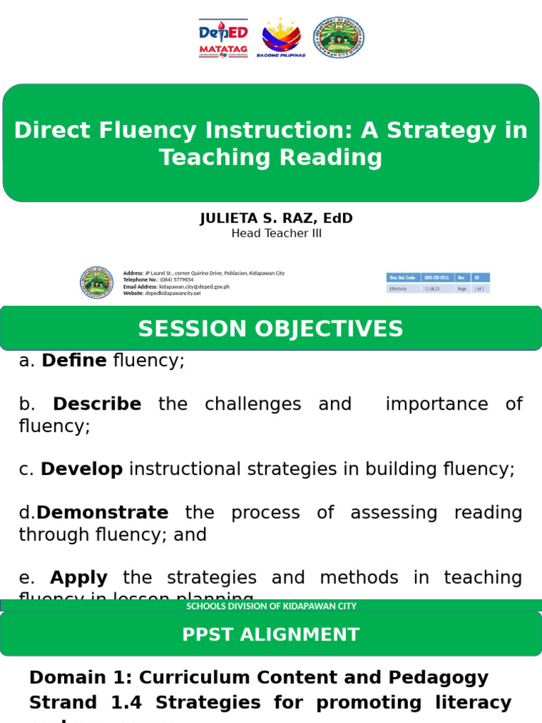 Slide Deck 3 | PDF | Reading Comprehension | Fluency