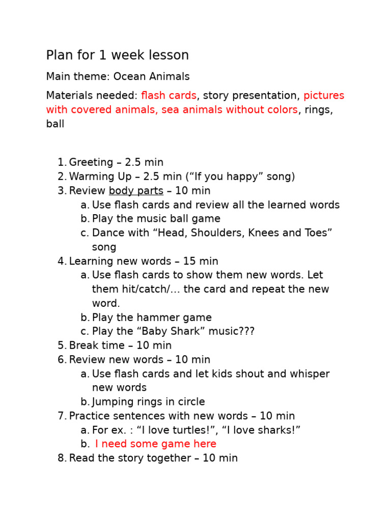 Plan Sea Animals | PDF