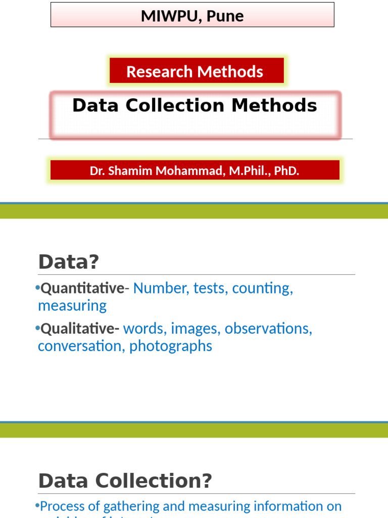Data Collection Methods | PDF | Questionnaire | Data