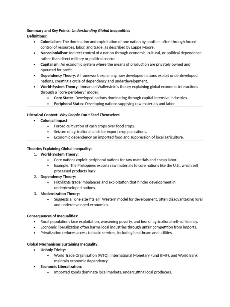 Global Inequalities | PDF | World Systems Theory | Developing Country