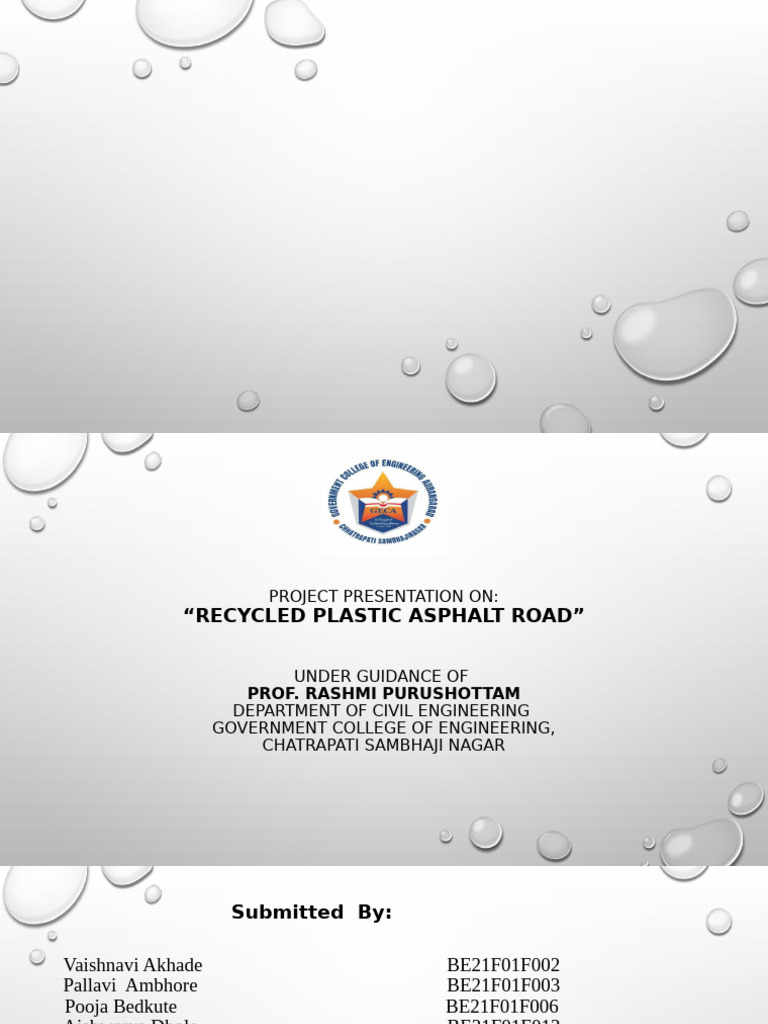 Recycled Plastic Asphalt Road Benefits | PDF | Plastic | Waste