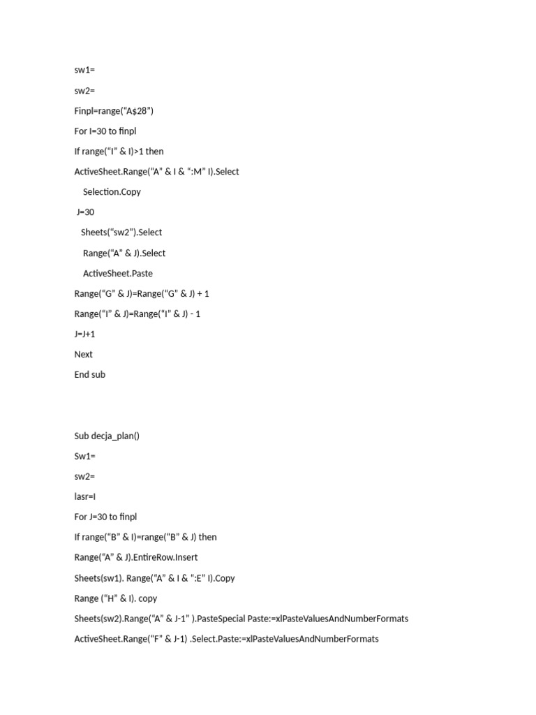 Excel VBA Code for Data Manipulation | PDF
