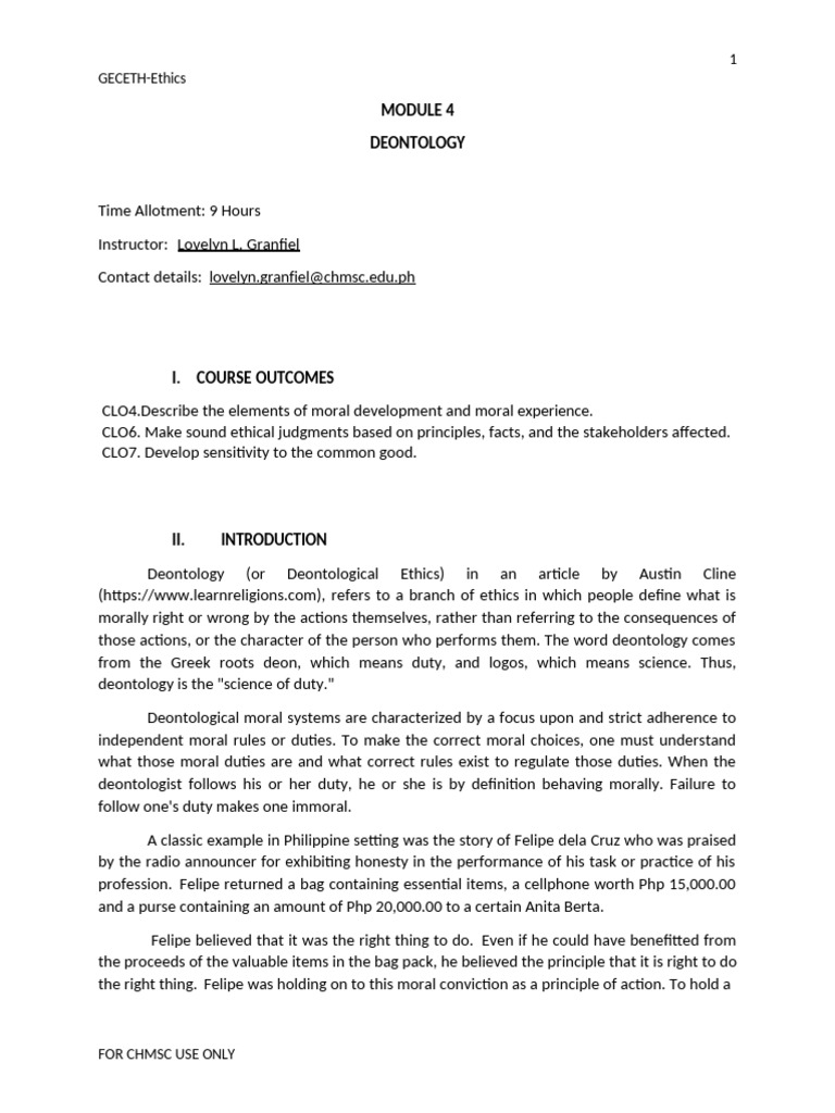 Ethics Updated m4 (1) 1 | PDF | Reason | Rationality