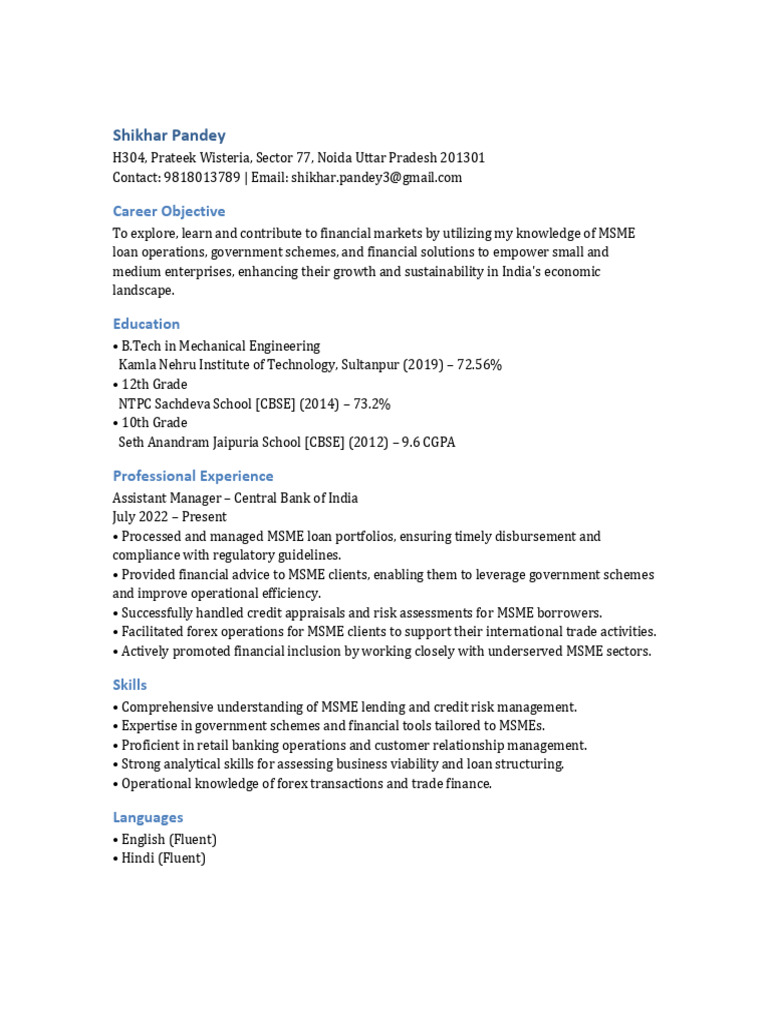 Shikhar Pandey Resume | PDF