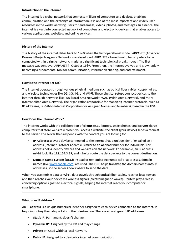 Overview of Internet Basics and Functions | PDF | World Wide Web ...