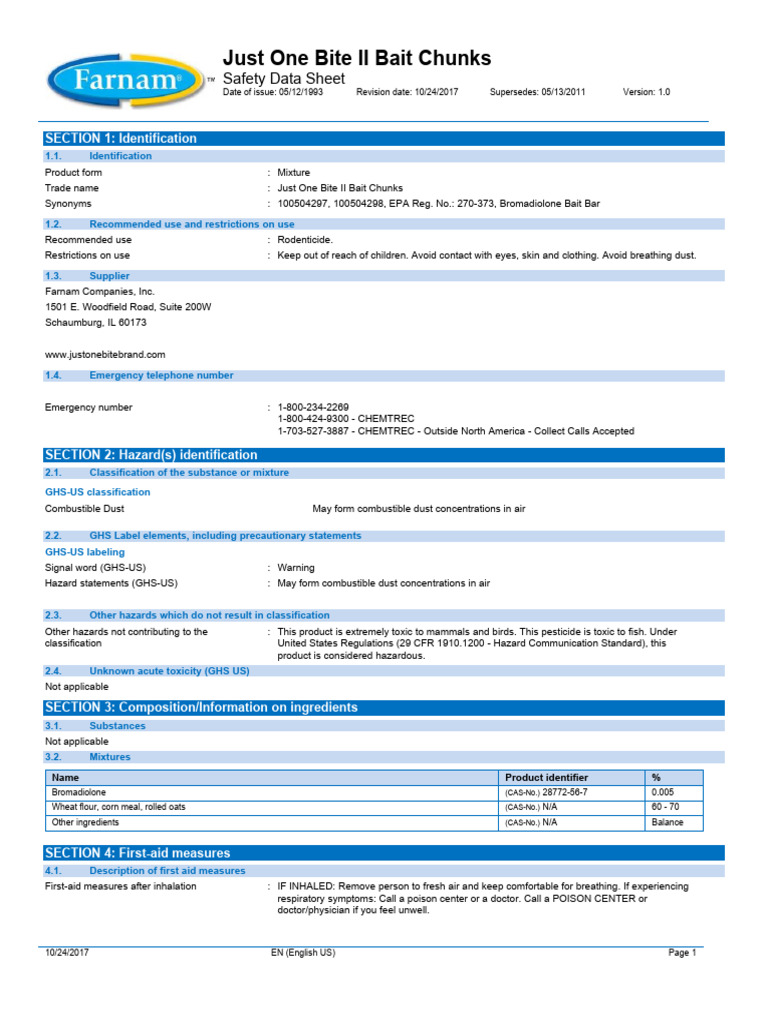 Just One Bite II Bait Chunks | PDF | Toxicity | Pesticide